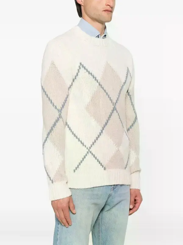 Eleventy Diamond-pattern Crew-neck Sweater