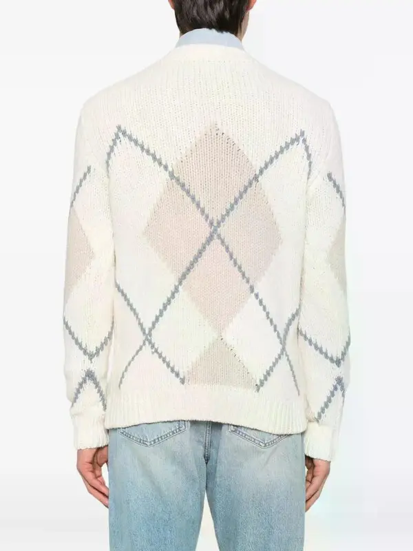 Eleventy Diamond-pattern Crew-neck Sweater