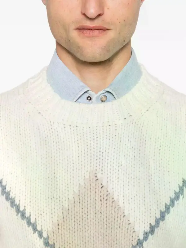 Eleventy Diamond-pattern Crew-neck Sweater
