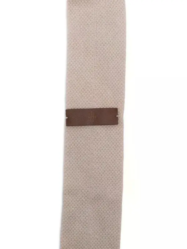 Eleventy Knitted Cashmere Tie - Neutrals