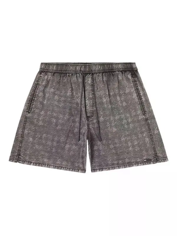 DIESEL® Drawstring Denim-effect Swim Shorts - Grey