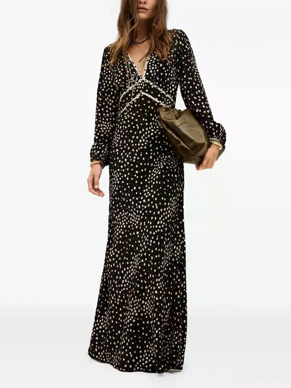 Ba&sh Derby Polka-dot V-neck Maxi Dress