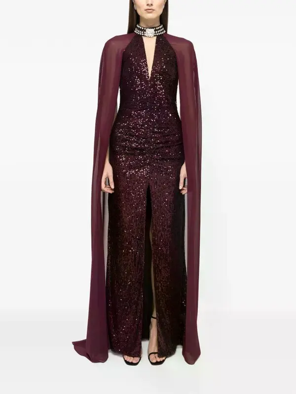 NISSA Sequin-embellished Maxi Dress