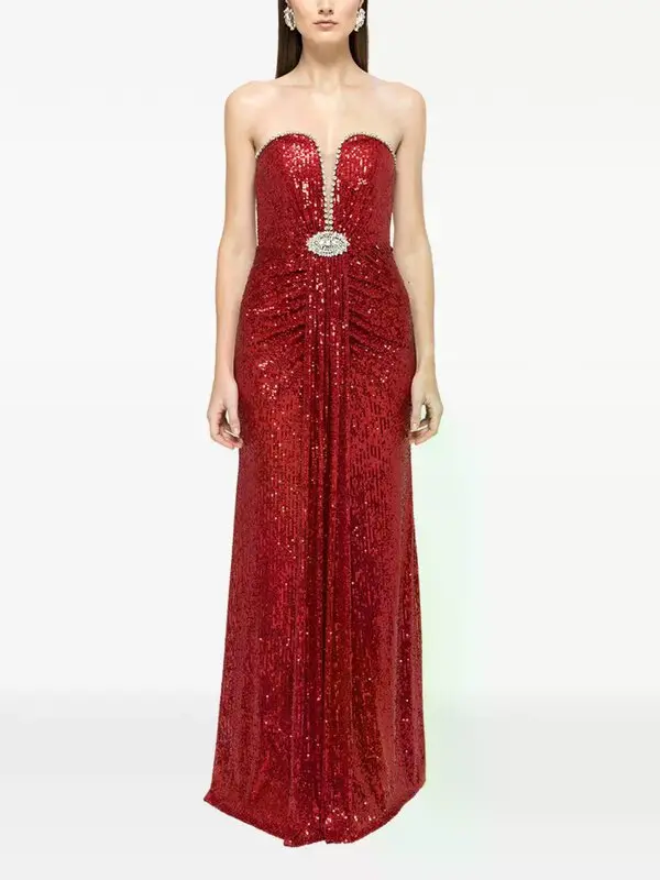 NISSA Sequined Embellished Maxi Dress