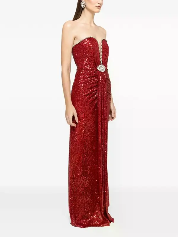 NISSA Sequined Embellished Maxi Dress