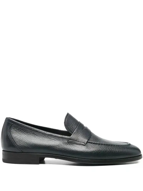 Magnanni Almond-toe Leather Loafers - Blue