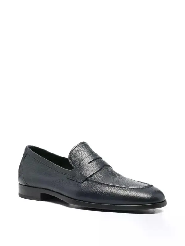 Magnanni Almond-toe Leather Loafers - Blue
