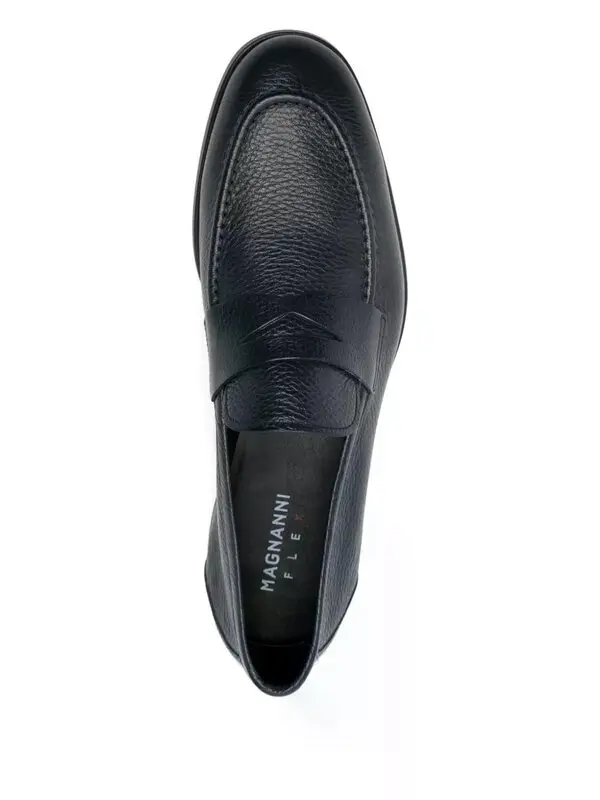 Magnanni Almond-toe Leather Loafers - Blue
