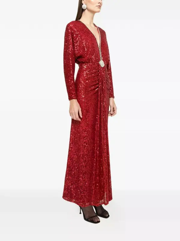 NISSA Embellished Sequined Maxi Dress