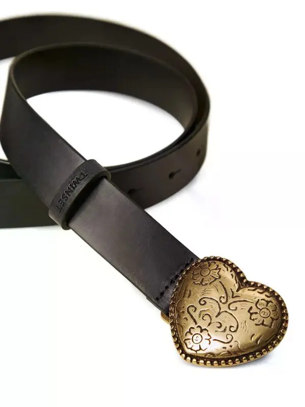 TWINSET Heart-buckle Leather Belt - Black