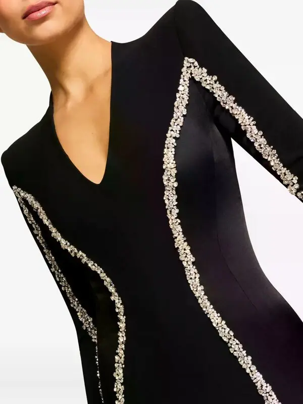 Jenny Packham Embellished Long-Sleeve Maxi Dress - Black