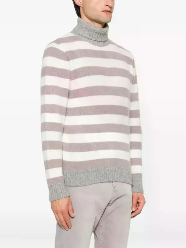 Eleventy Turtleneck Striped Sweater