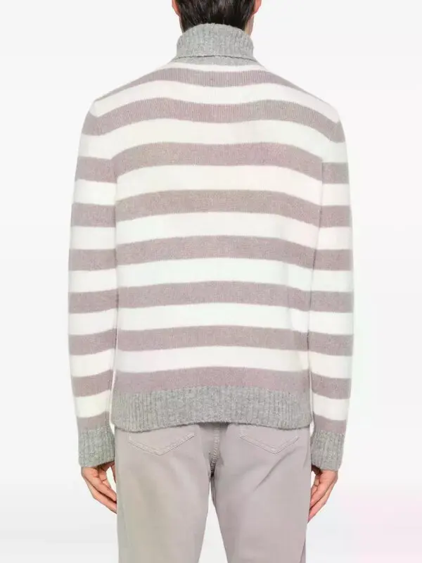 Eleventy Turtleneck Striped Sweater
