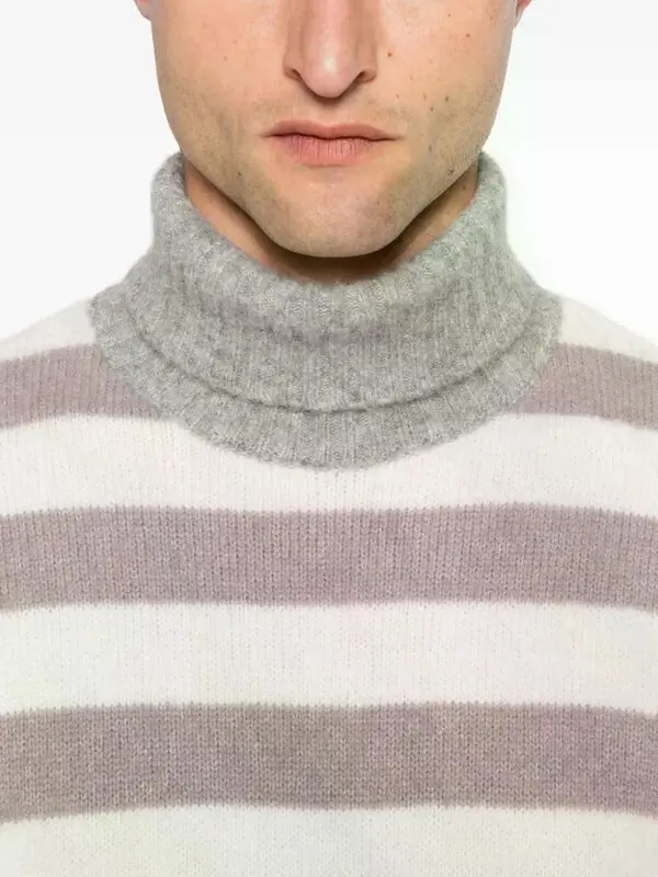 Eleventy Turtleneck Striped Sweater