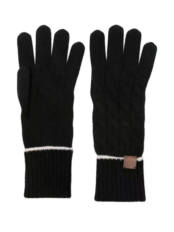 Eleventy Cable-knit Cashmere Gloves - Black