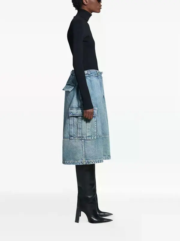 Balenciaga Cargo Denim Midi Skirt