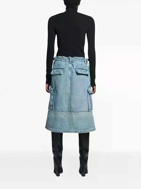 Balenciaga Cargo Denim Midi Skirt