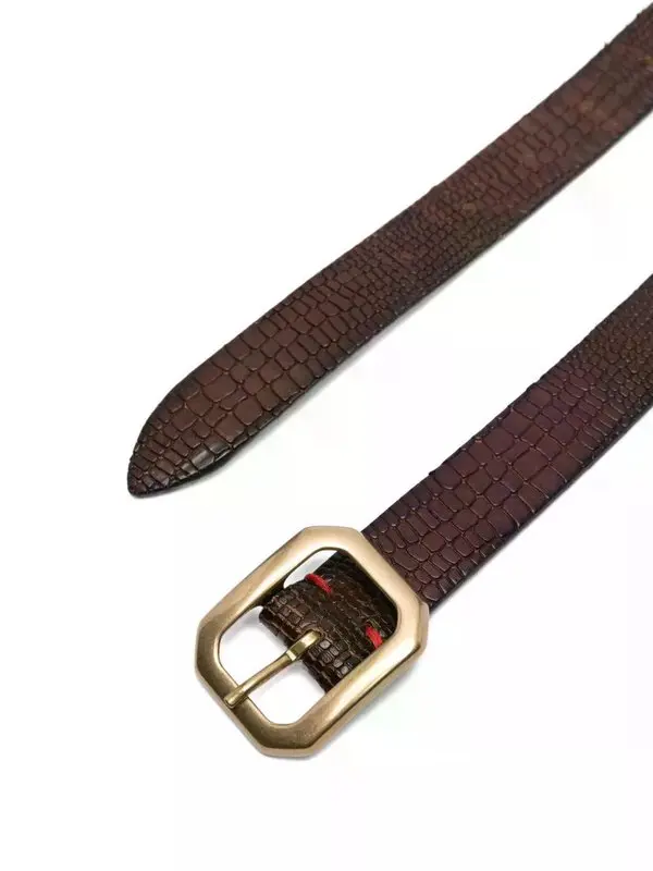 Eleventy Crocodile-embossed Rectangular Buckle Belt