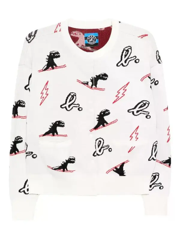 SPORT B. BY AGNÈS B. Dino Christmas Sweater Cardigan - White