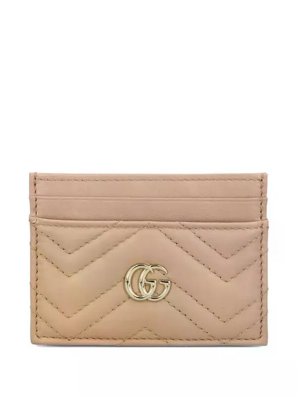 Gucci Gg Marmont Chevron Card Holder - Neutrals