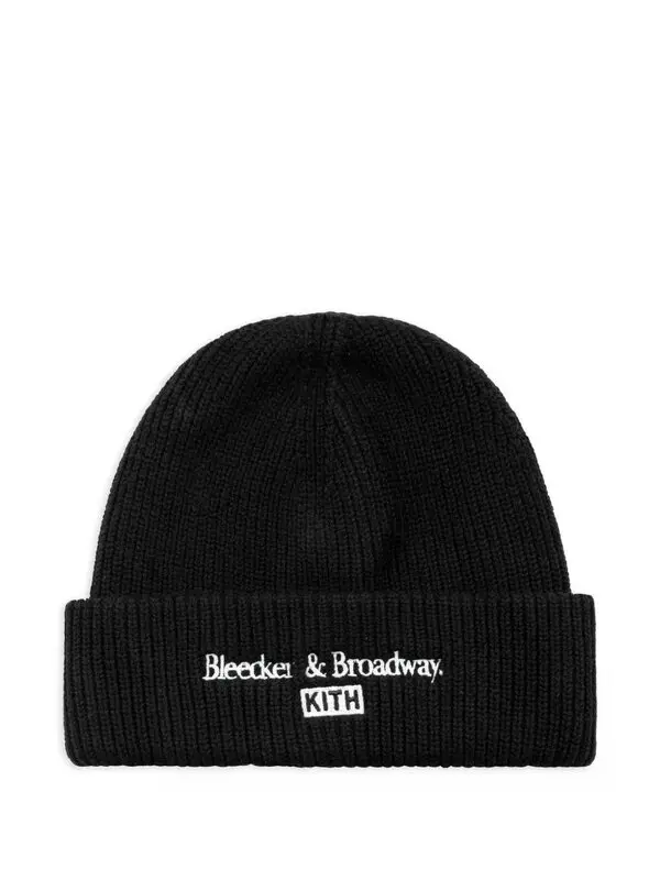 Kith Embroidered Ribbed Knit Beanie - Black