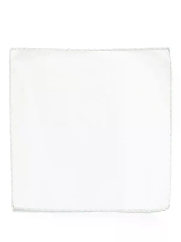 Eleventy Contrasting-trim Pocket Square - White