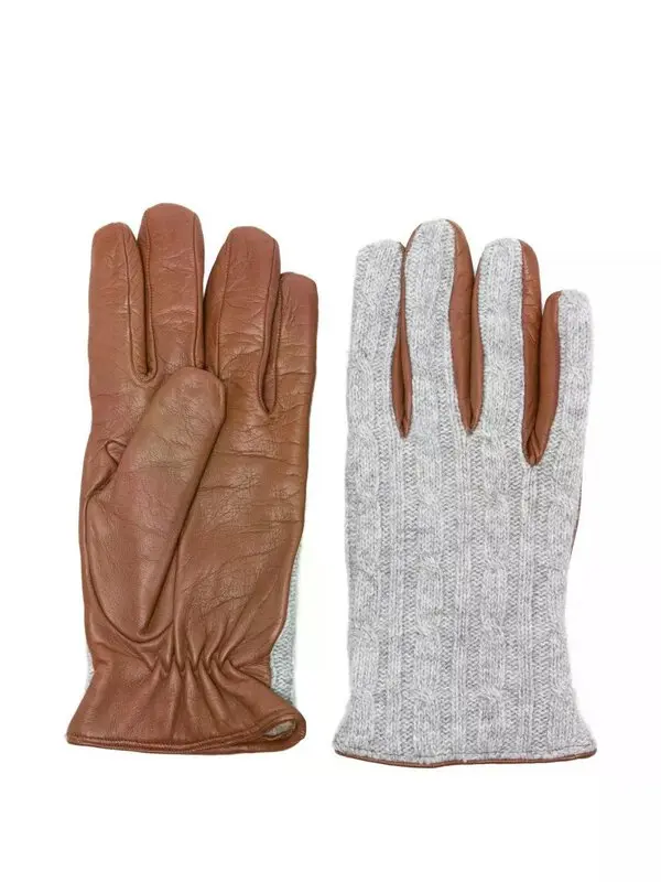Eleventy Cable-knit Gloves - Brown