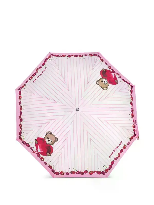 Moschino Teddy Stripe Umbrella - White