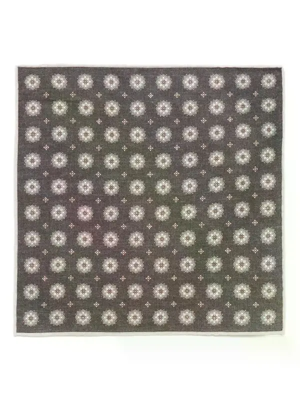 Eleventy Floral-print Pocket Square - Black