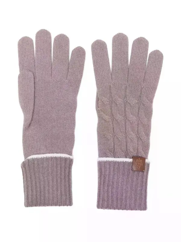 Eleventy Cable-knit Lambskin Gloves - Purple