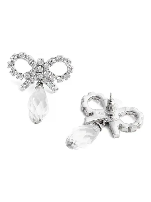 SELF-PORTRAIT Bow Crystal-embellished Earrings - Silver