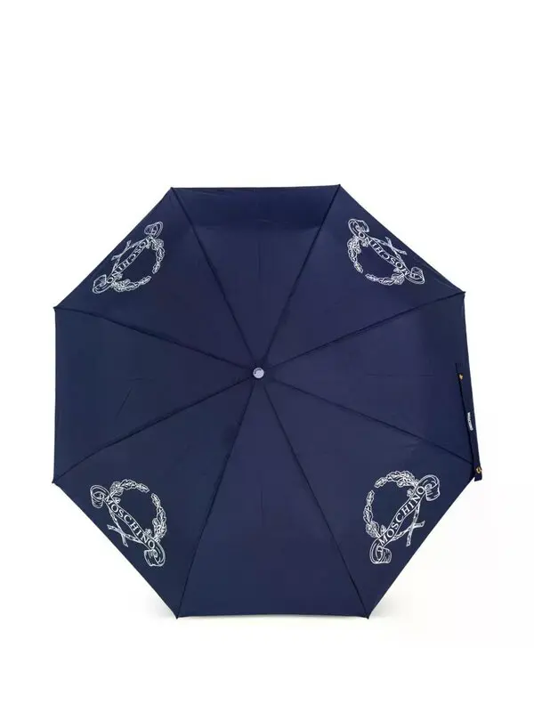 Moschino Logo-detail Graphic-print Umbrella - Blue