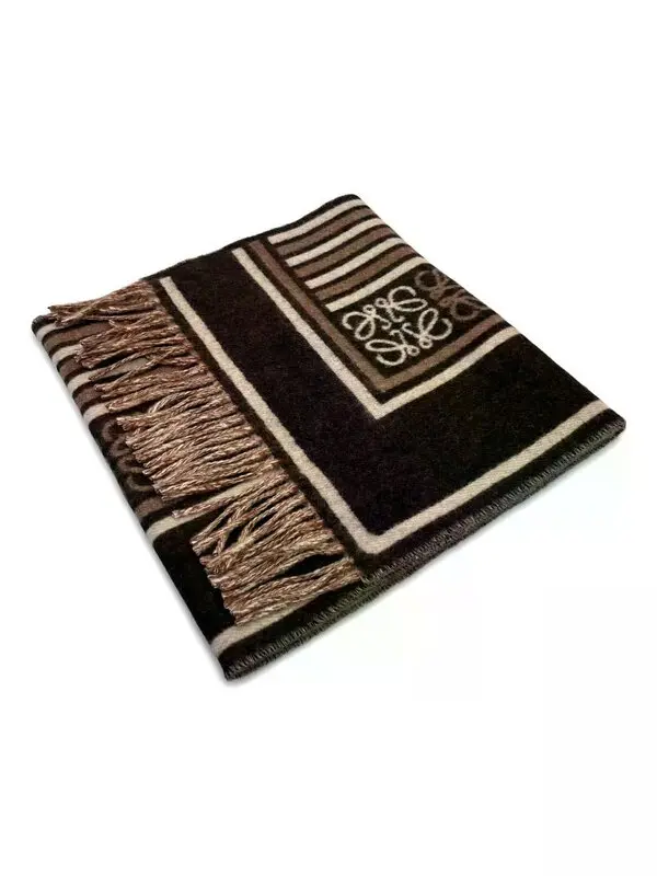 Loewe Fringed Logo Scarf - Brown