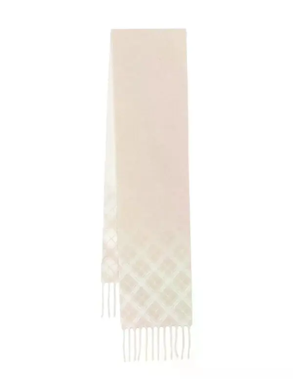 Eleventy Chequered Fringed Scarf - Neutrals