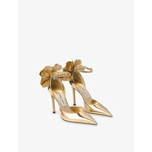 JIMMY CHOO Marja 100 Metallic-leather Pumps