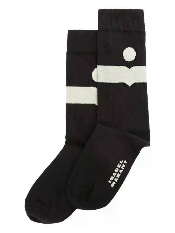 MARANT Nesson Stripe Graphic Socks - Black