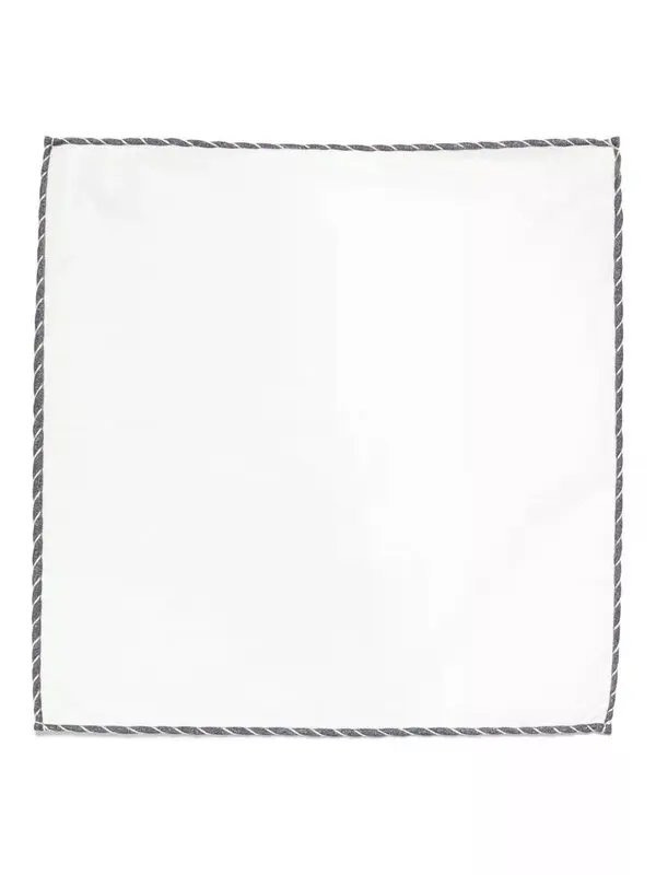 Eleventy Contrasting-trim Pocket Square - White