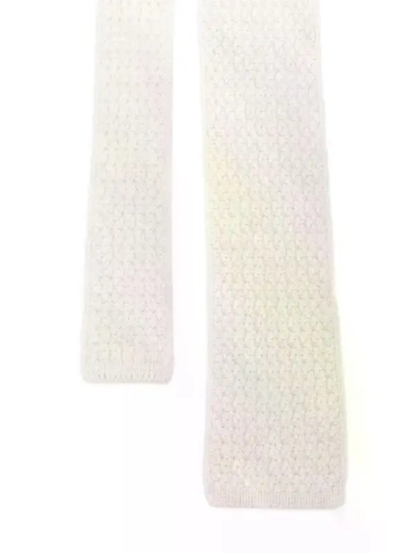 Eleventy Knitted Cashmere Tie - White
