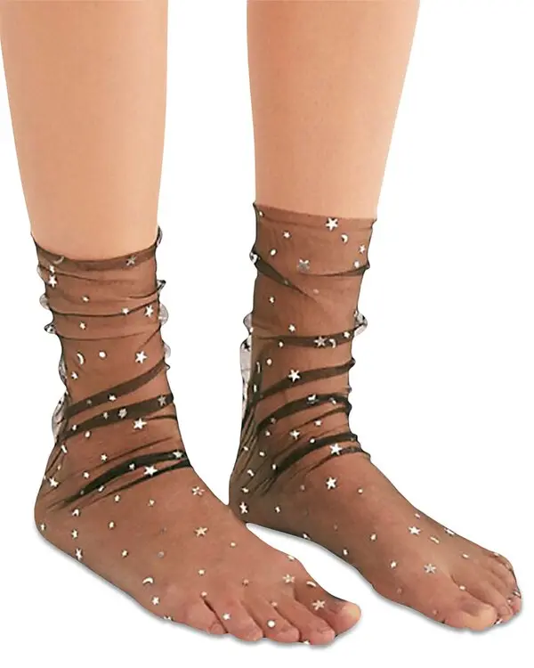 HIGH HEEL JUNGLE Starry Sky Tulle Socks - Black