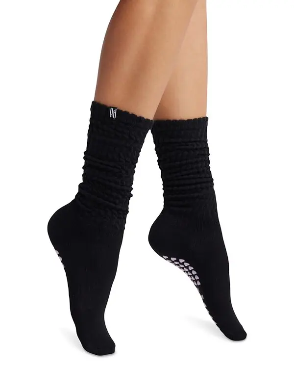 HIGH HEEL JUNGLE Scrunch Premium Grip Crew Socks - Black