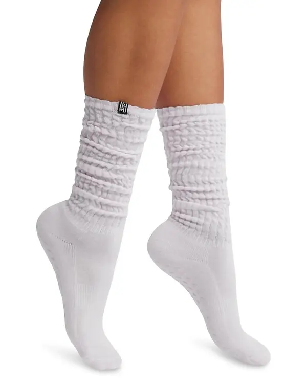 HIGH HEEL JUNGLE Scrunch Premium Grip Crew Socks - White