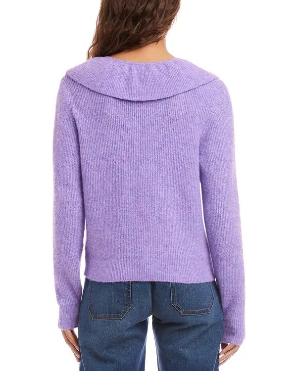 Karen Kane Ruffle Neckline Cardigan Sweater - Lavender