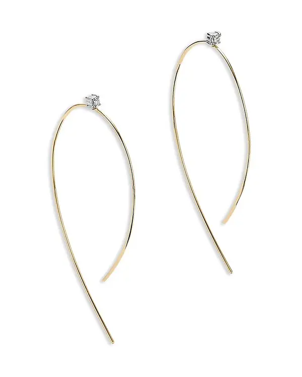 Lana Jewelry Diamond Solitaire Threader Hoop Earrings - Gold