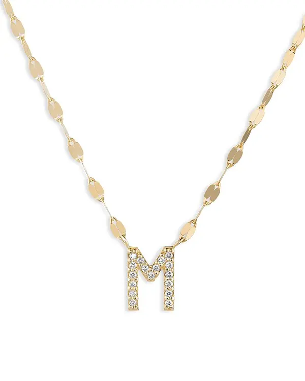 Lana Jewelry 14k Yellow Diamond Initial M Pendant Necklace - Gold