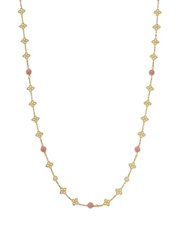 Roberto Coin 18k Yellow Principessa Pink Opal & Diamond Flower Collar Necklace - Gold