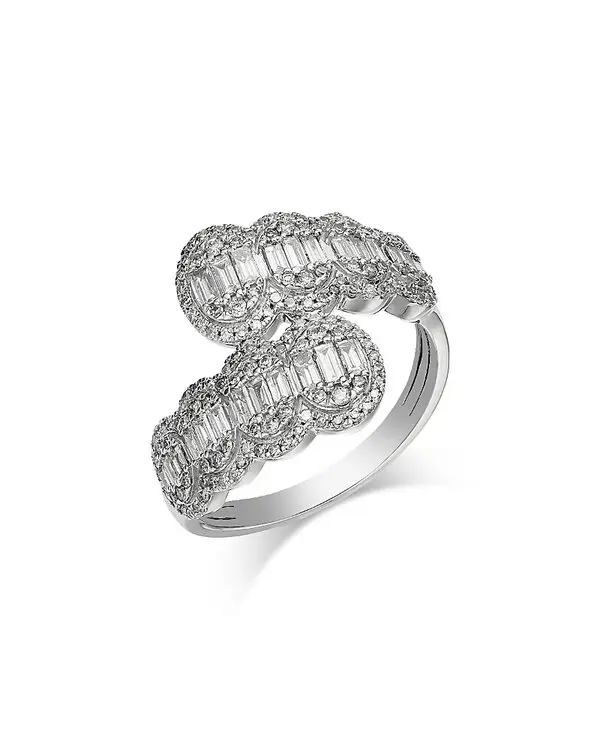 Bloomingdale'S Diamond And 14k Gold Cluster Bypass Ring - White Gold
