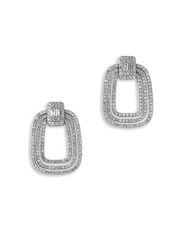 Bloomingdale'S Diamond And 14k Oval Drop Earrings - White Gold