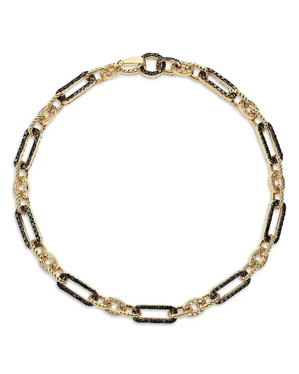 Bloomingdale'S 14k Yellow Black And White Diamond Chain Link Bracelet 2.0 Tcw - Gold