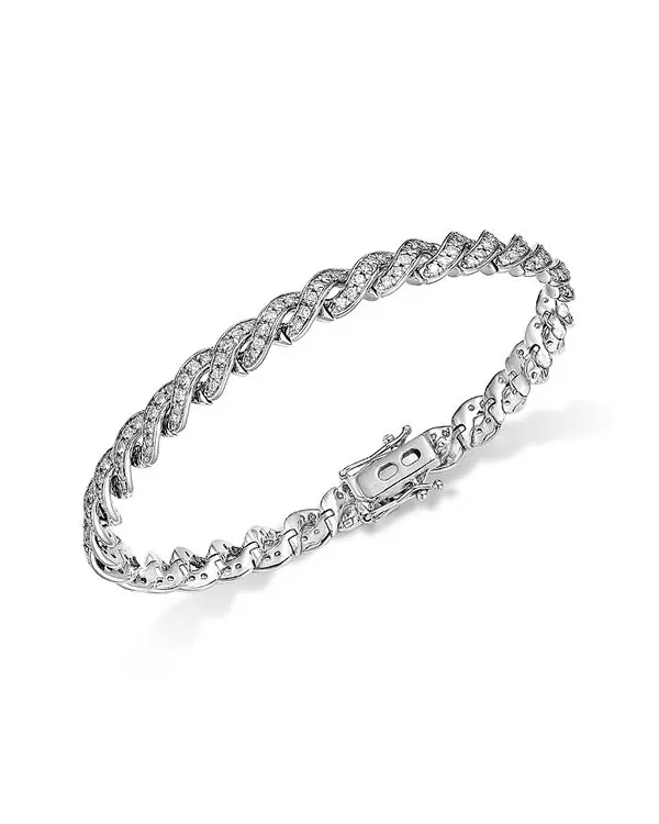Bloomingdale'S Diamond Twist Bangle Bracelet 2.0 Tcw - White Gold
