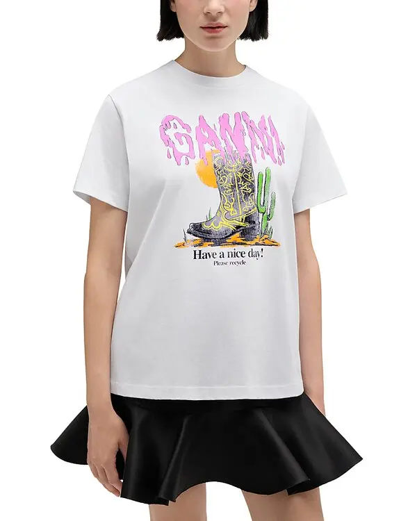 GANNI Graphic Print Jersey Tee